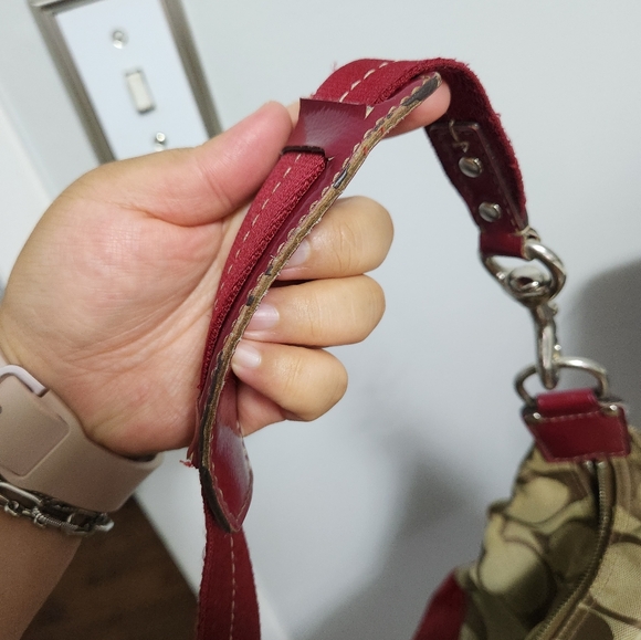Coach | Bags | Coach Red Canvas Monogram Shoulder Bag | Poshmark